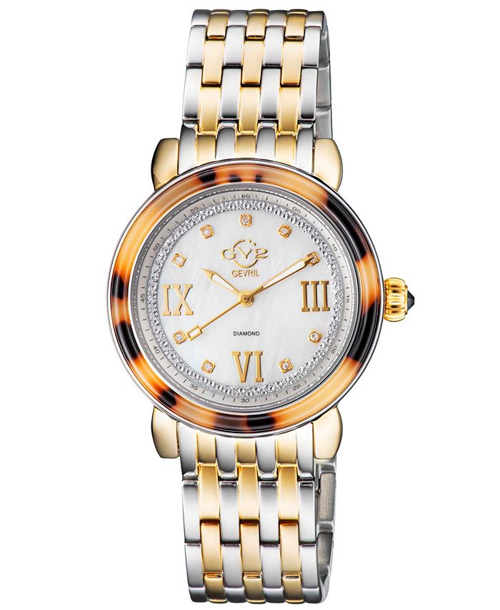 GV2 by Gevril Women's Marsala Tortoise Two-Tone Stainless Steel Watch ...