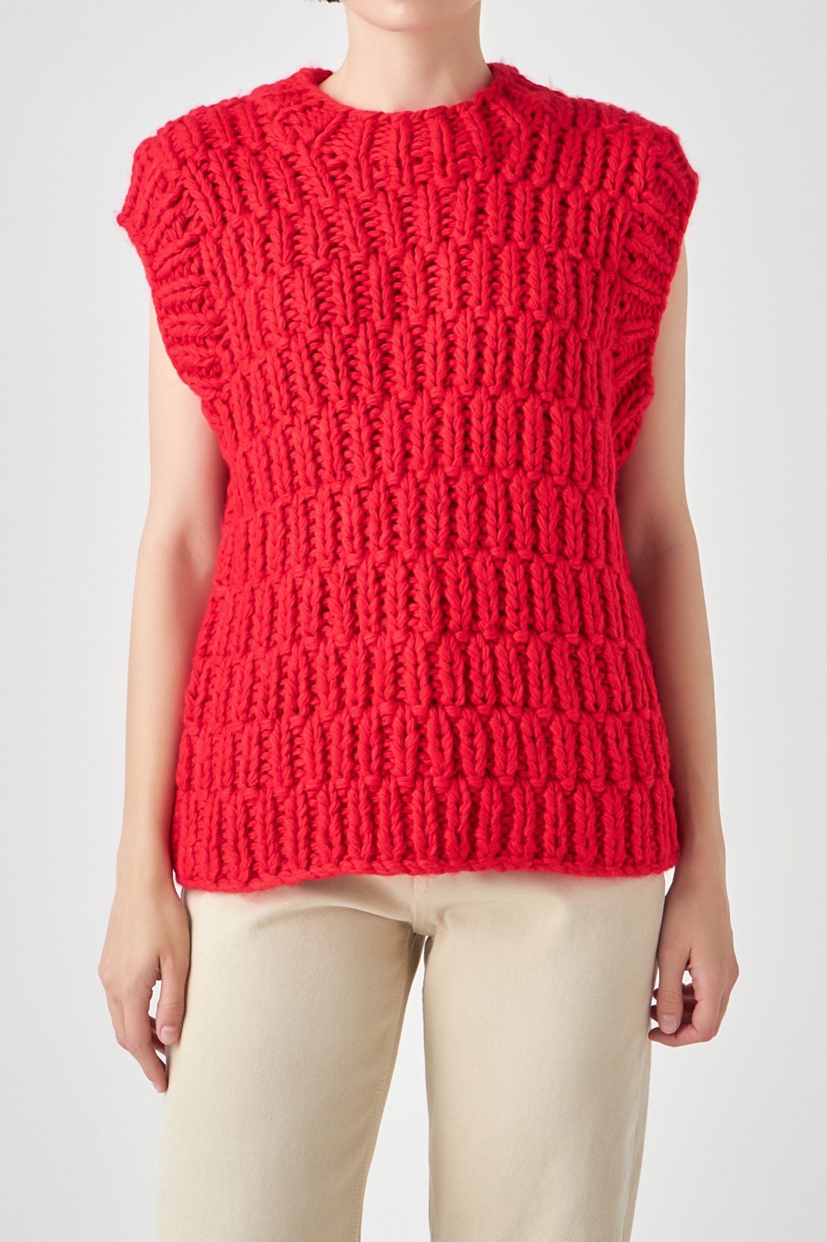 Click here for Womens Chunky Knit Sweater Vest - Red prices