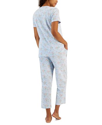 Charter Club Women's 2-Pc. Cotton Printed Cropped Pajamas Set, Created ...