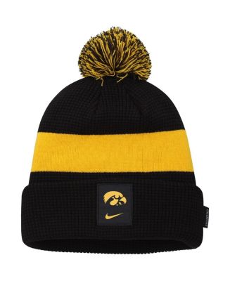 Men's Nike Black Iowa Hawkeyes Sideline Team Cuffed Knit Hat with Pom ...