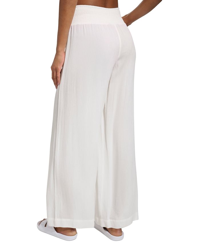 DKNY Women's Smocked-Waist Cover-Up Pull-On Pants - Macy's