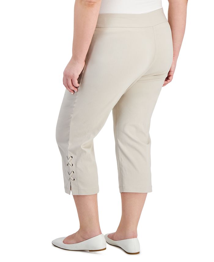 JM Collection Plus Size Side Lace-Up Capri Pants, Created for Macy's ...