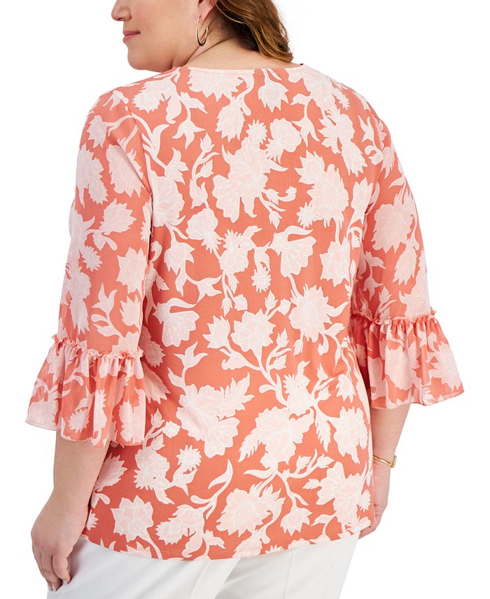 JM Collection Plus Size Ruffled-Sleeve Top, Created for Macy's - Macy's