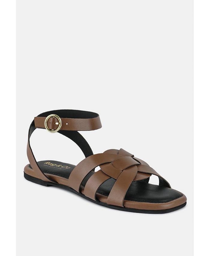 Rag & Co Womens ASHTON Beige Flat Ankle Strap Sandals - Macy's