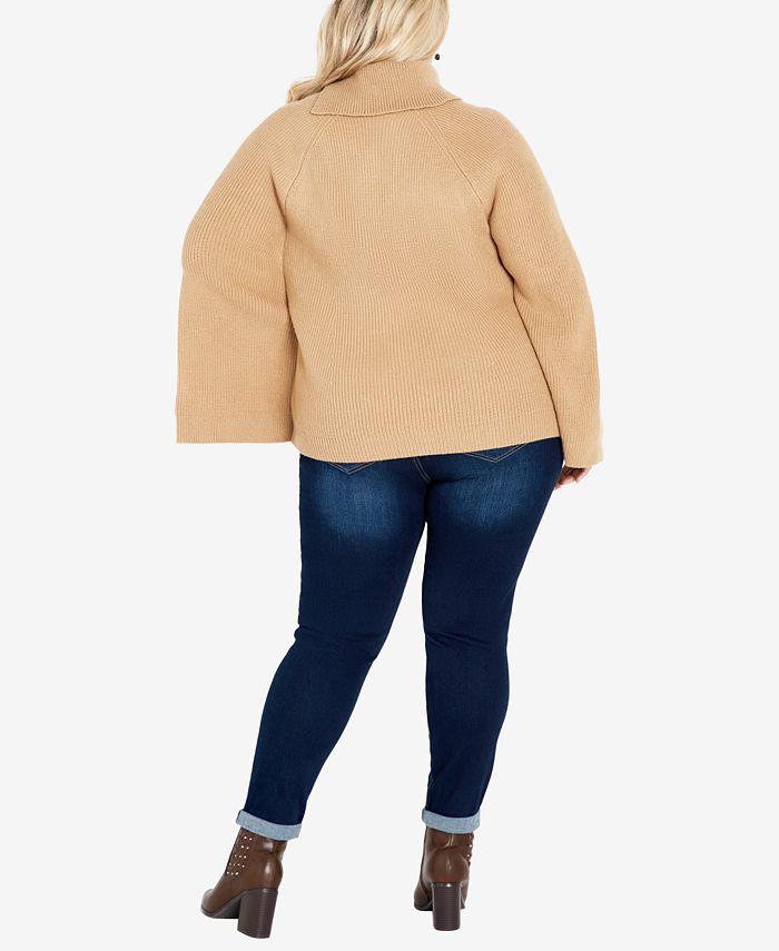AVENUE Plus Size Dani Button Cape Sweater - Macy's