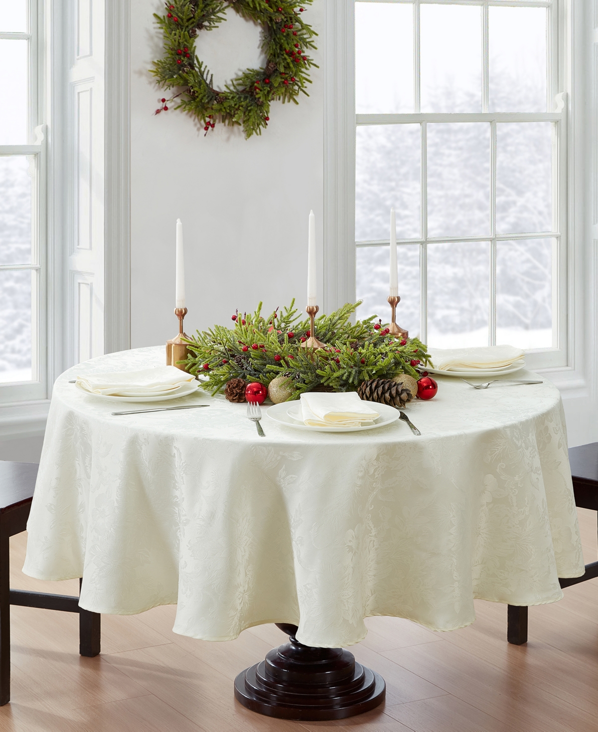 Click here for Elrene Poinsettia Elegance Jacquard Holiday Tablec... prices