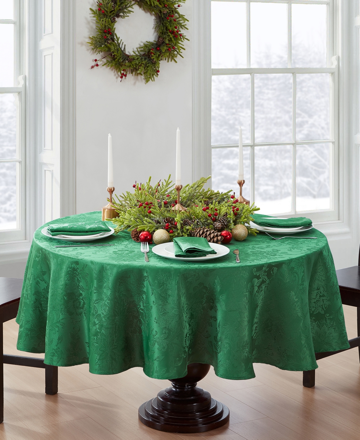 Click here for Elrene Poinsettia Elegance Jacquard Holiday Tablec... prices