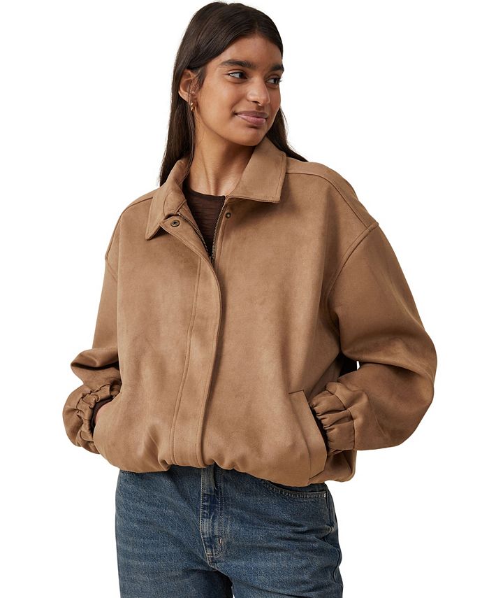 COTTON ON Women's Faux Suede Bomber Jacket - Macy's