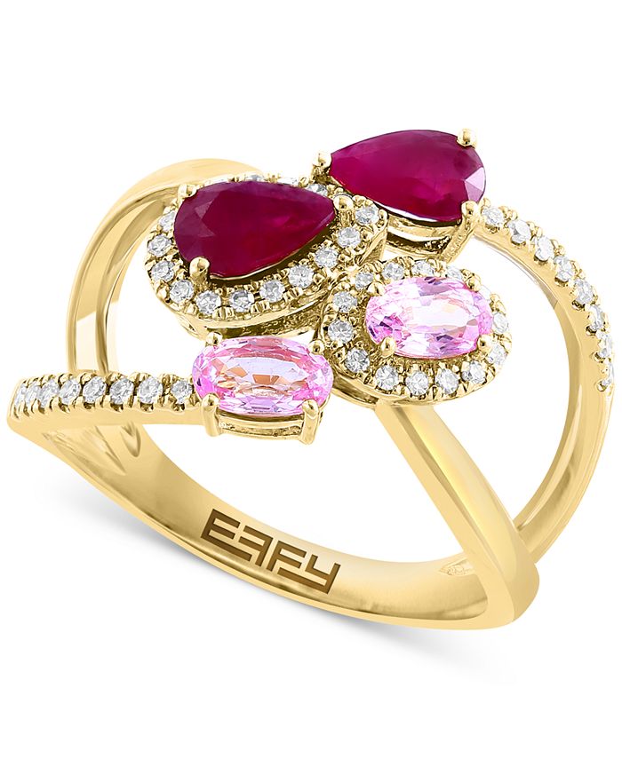 EFFY Collection EFFY® Pink Sapphire (1/2 ct. t.w.), Ruby (7/8 ct. t.w ...