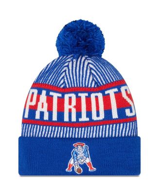 Men's New Era Royal New England Patriots Striped Cuffed Knit Hat with ...