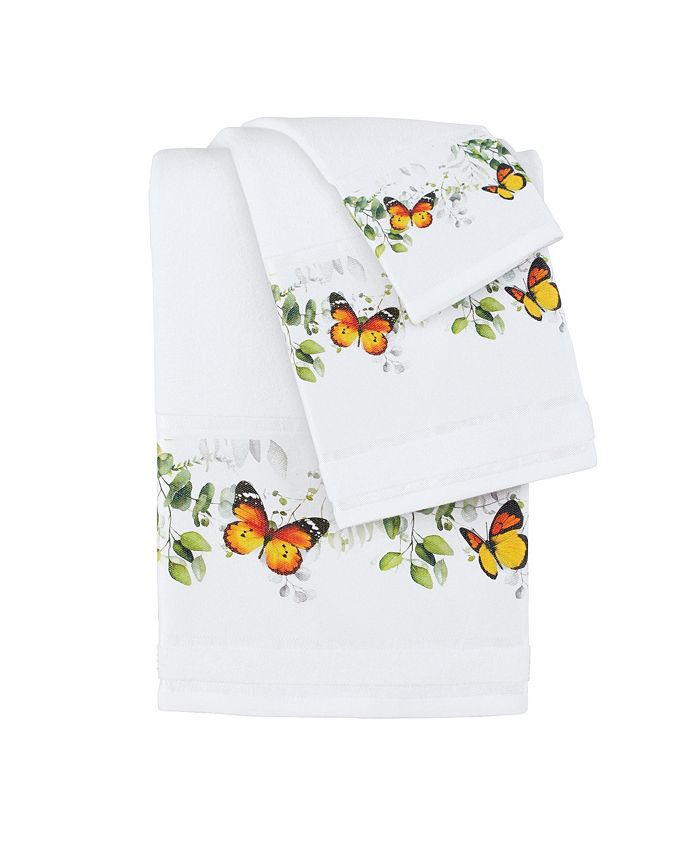 Collections Etc Beautiful Botanical Butterfly 3-Piece Bath Towel Set ...