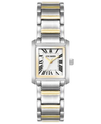 Steve Madden Women's Quartz Rectangular Two-Tone Alloy Watch, 22mm - Macy's