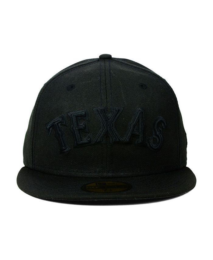 New Era Texas Rangers Black on Black 59FIFTY Cap - Macy's