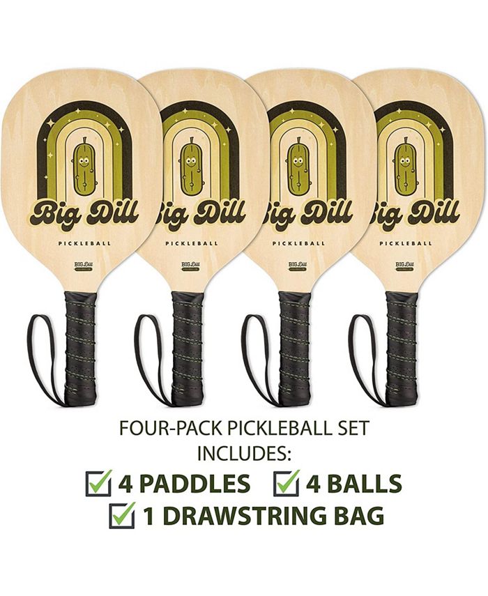 Big Dill Pickleball Co. Superstar Wooden Pickleball Paddle Set of 4 ...