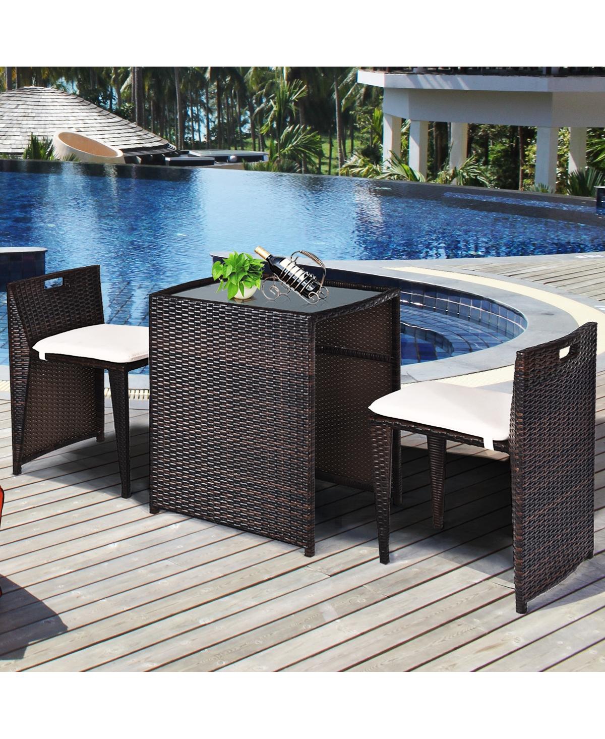 Click here for 3 Pieces Cushioned Outdoor Wicker Patio Set with N... prices