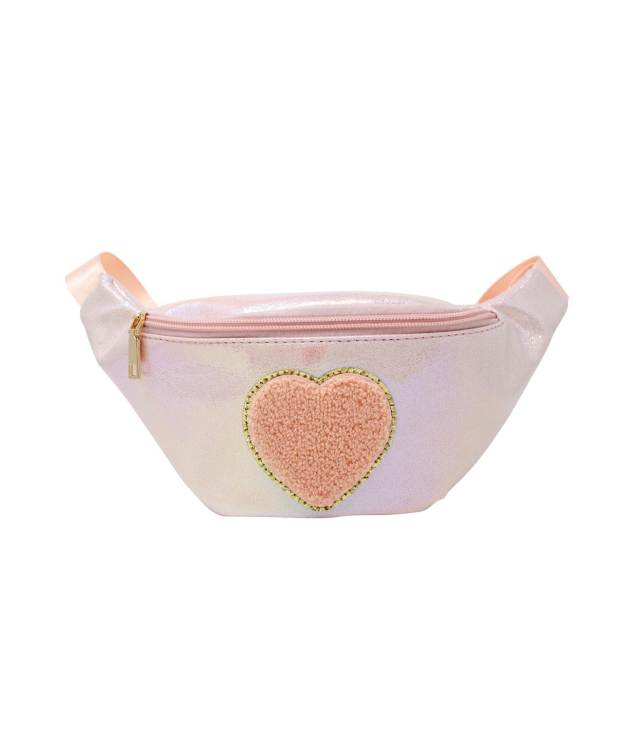 Click here for Girls Pink Shiny Heart Patch Sling Bag - Pink prices