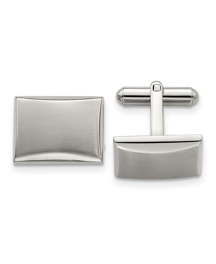 Chisel Stainless Steel Brushed and Polished Rectangle Cufflinks - Macy's