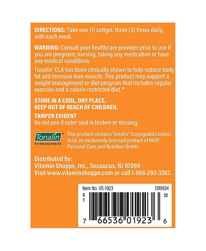 The Vitamin Shoppe Tonalin CLA - Supports Weight Management, Reduction ...
