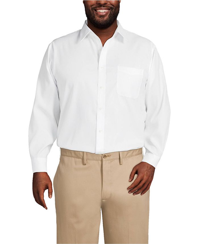 Lands' End Men's Traditional Fit Solid No Iron Supima Pinpoint Straight ...