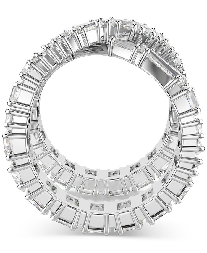 Swarovski Rhodium-Plated Square Crystal Infinity Ring - Macy's