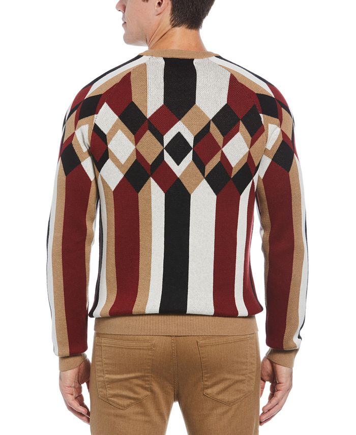 Perry Ellis Men's Placed Pattern Crewneck Pullover Sweater - Macy's