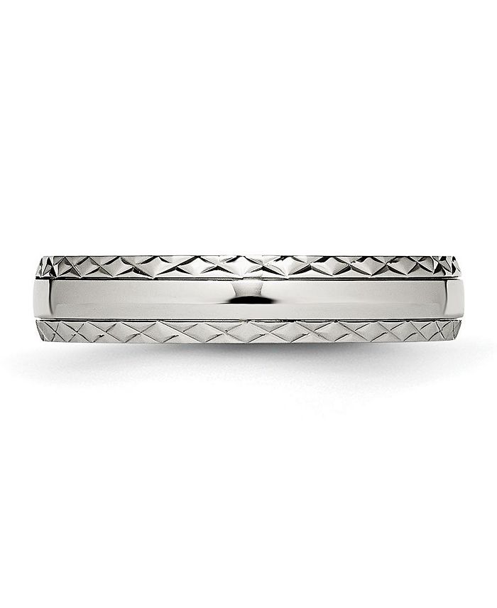 Chisel Stainless Steel Satin Criss Cross 5mm Grooved Band Ring - Macy's