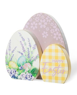 Glitzhome 7.75" H Easter Wooden Eggs Table Decor - Macy's