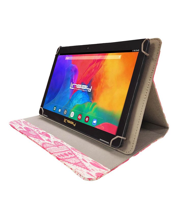 LINSAY New 10.1" Tablet Octa Core 128GB Bundle with "Love" Protective ...
