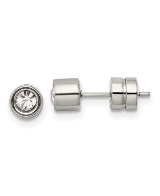 Chisel Stainless Steel Polished CZ Bezel Earrings - Macy's