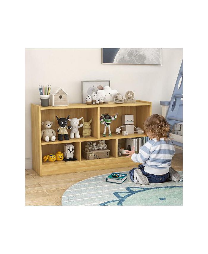 Slickblue 5 Cubbies Kids Toy Storage Organizer with 5 Sections-Yellow ...