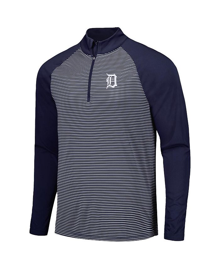 LevelWear Men's Navy Detroit Tigers Charter Striped Raglan Quarter-Zip ...
