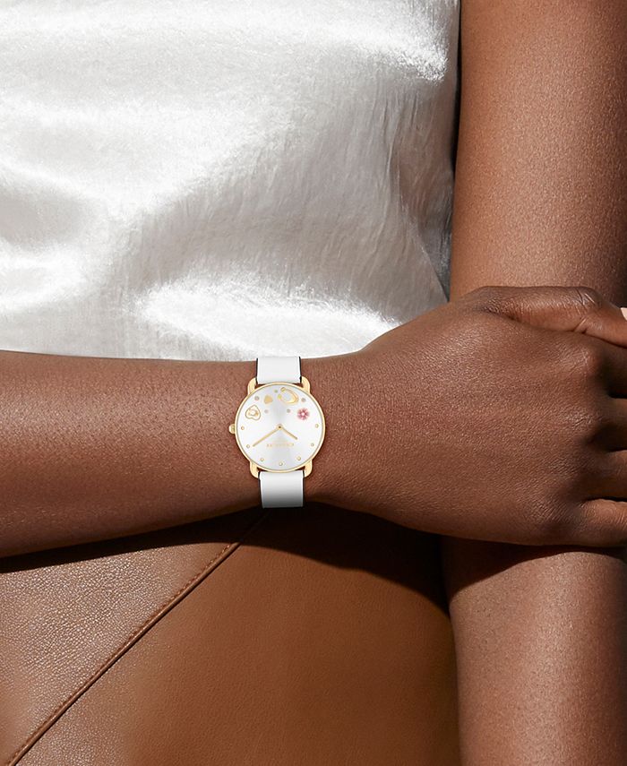 COACH Women's Elliot Chalk Leather Strap Watch 36mm - Macy's