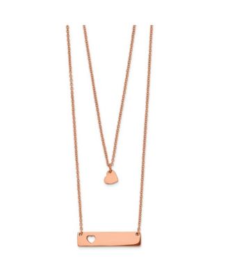 Chisel Rose IP-plated Heart and Bar Multi Strand Cable Chain Necklace ...