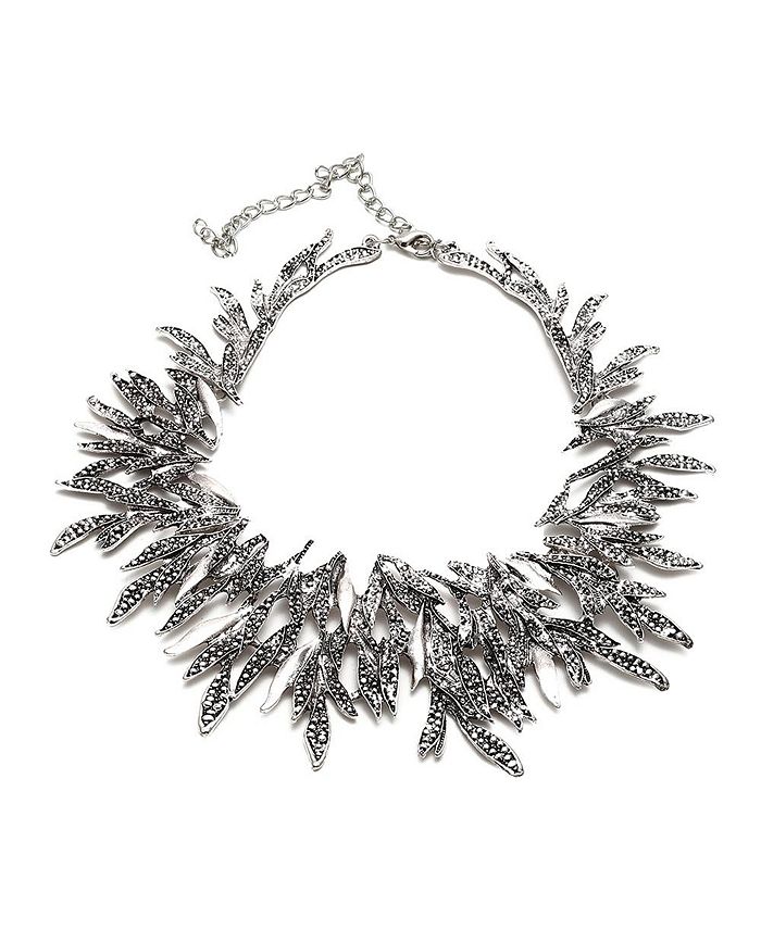 SOHI Women's Silver Dented Textured Statement Necklace - Macy's