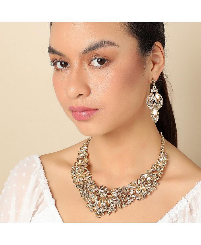 SOHI Women's Gold Stone Cluster Jewelry Set - Macy's