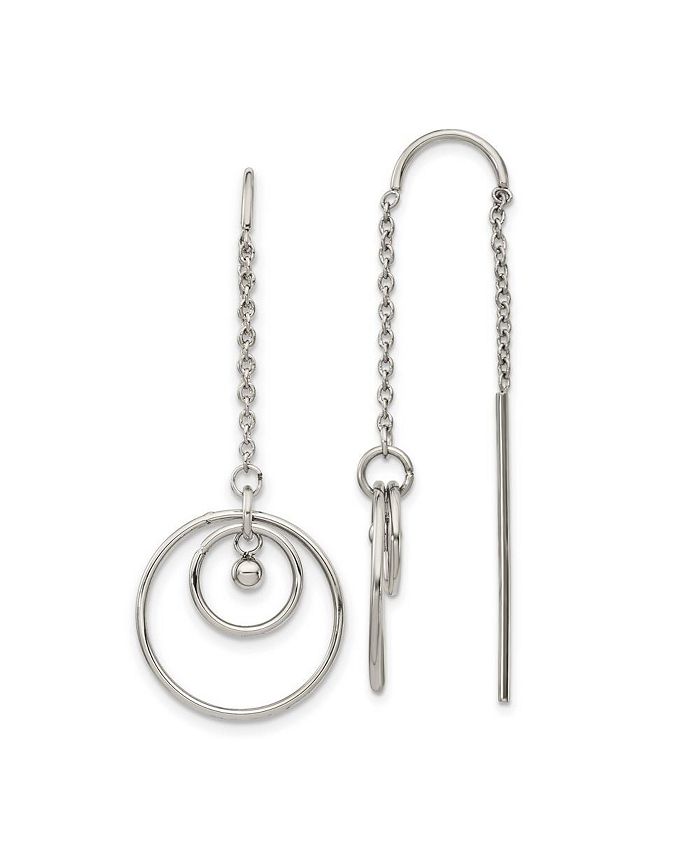 Chisel Stainless Steel Polished Circle Dangle Threader Earrings - Macy's