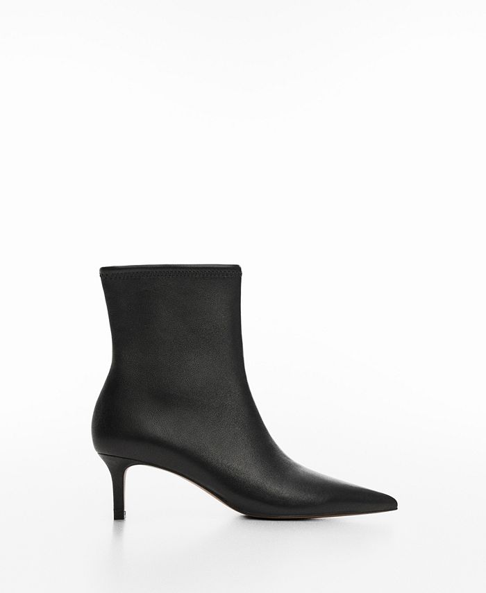 MANGO Women's Kitten Heels Leather Boots - Macy's