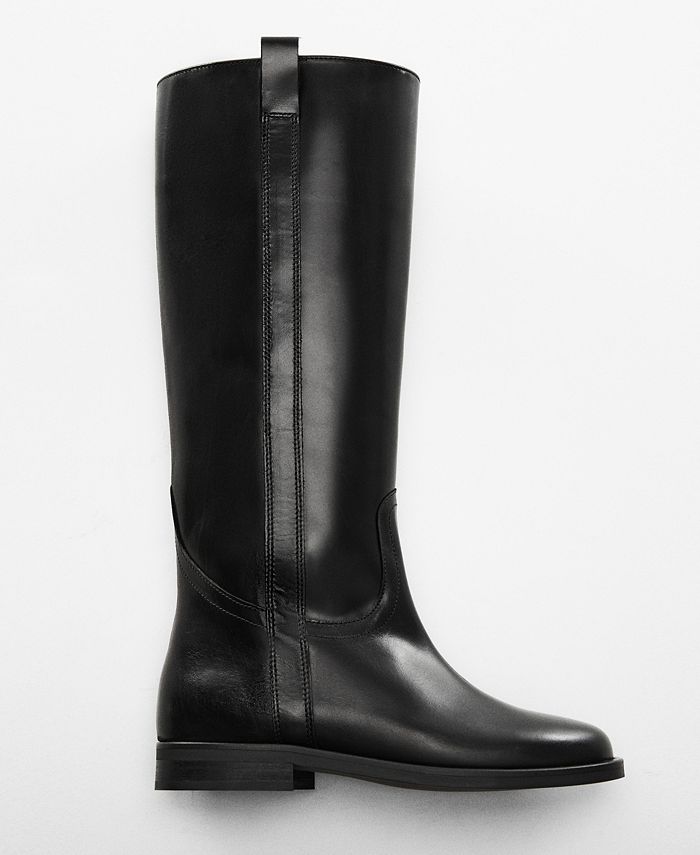 MANGO Women's Leather High-Leg Boots - Macy's