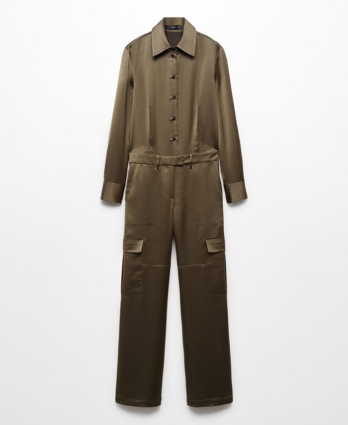 MANGO Women's Satin Cargo Jumpsuit - Macy's