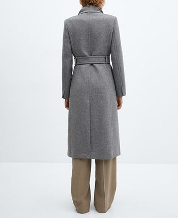 MANGO Women's Belted Woolen Coat - Macy's