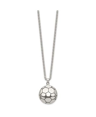 Chisel Antiqued Soccer Ball Pendant Curb Chain Necklace - Macy's