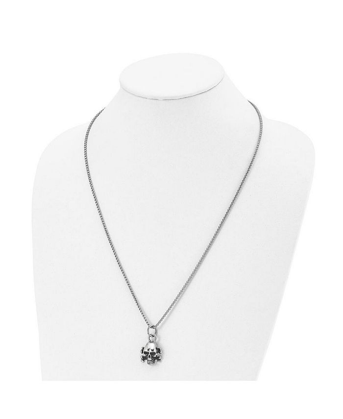 Chisel Antiqued Skull and Cross Bones Pendant Box Chain Necklace - Macy's