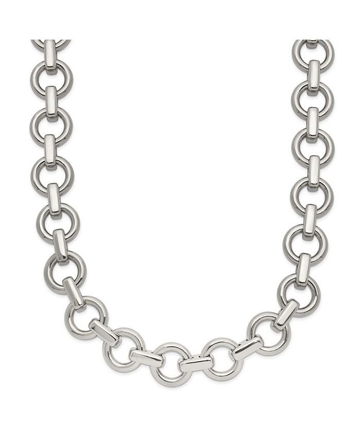 Chisel Stainless Steel Polished 20 inch Circle Link Necklace - Macy's