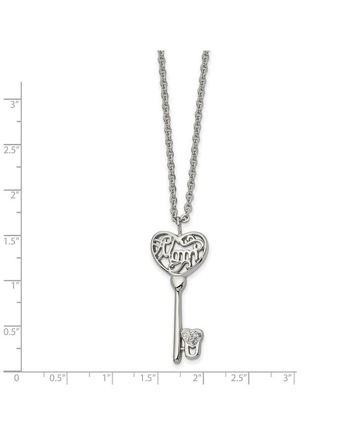 Chisel Clear Crystal Mom Heart Key Pendant Cable Chain Necklace - Macy's