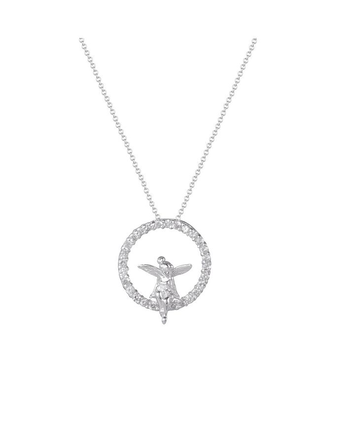 Disney Tinkerbell Silver Flash Plated Cubic Zirconia Pendant Necklace ...