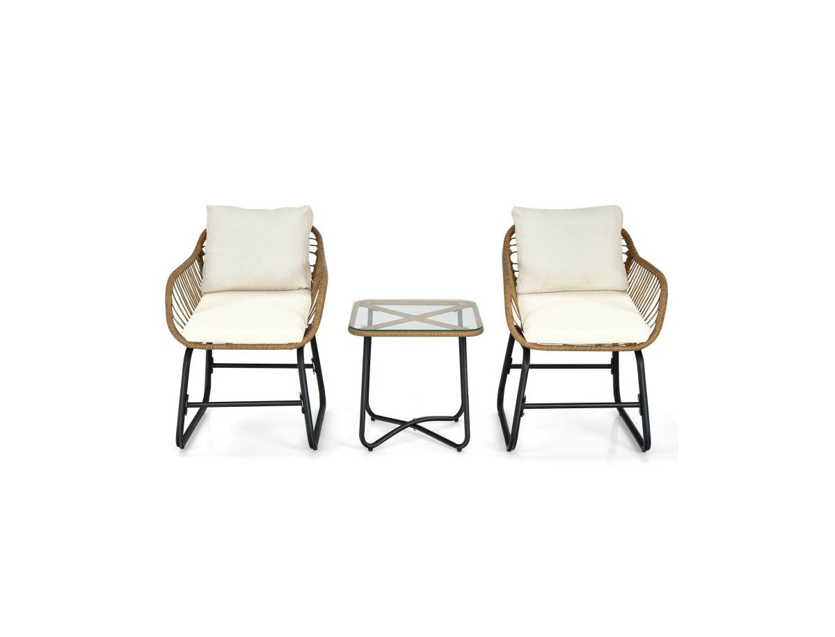 Click here for 3-Piece Patio Bistro Set with 2 Rattan Chairs and... prices