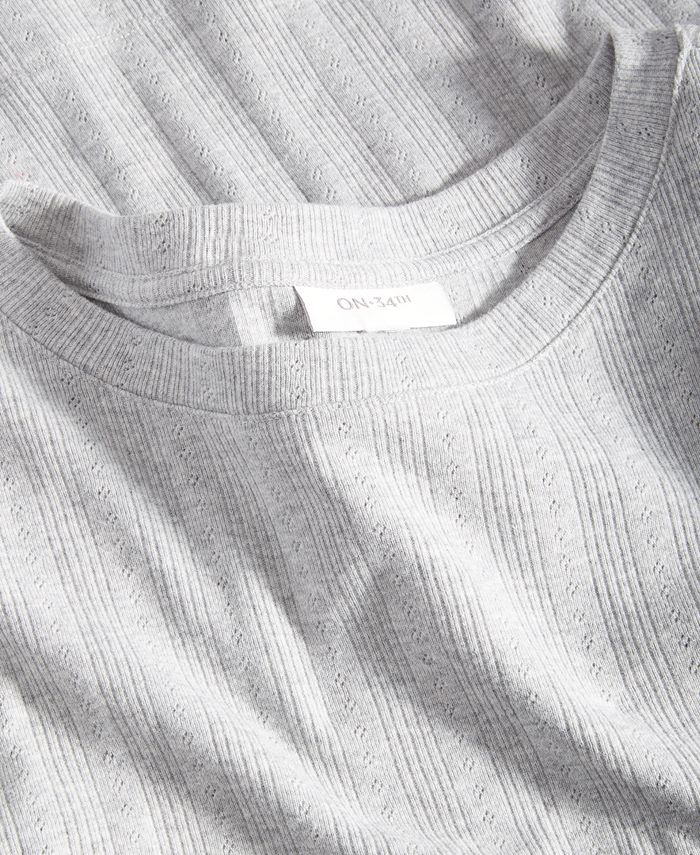 On 34th Women's Pointelle-Rib Long-Sleeve Top, Created for Macy's - Macy's