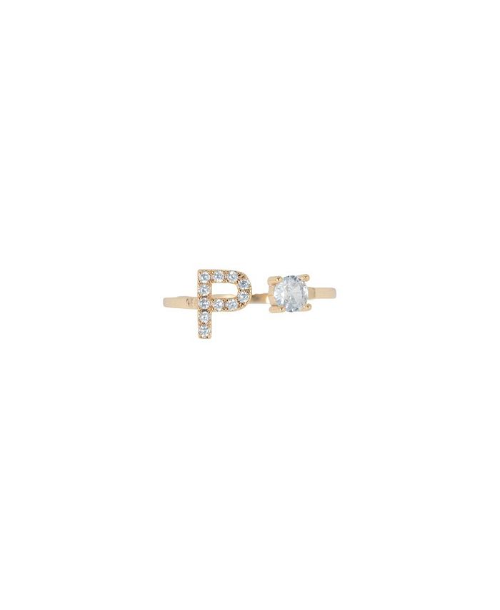 KC Chic Designs Crystal Initial Adjustable Gold-Tone Ring - Macy's