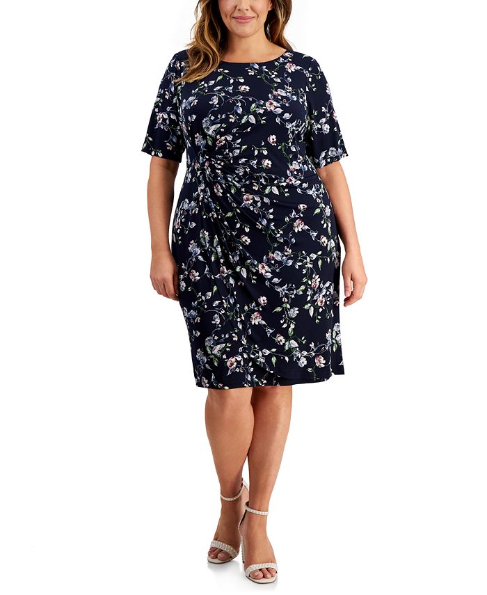 Connected Plus Size Floral Print Faux Wrap Dress Macys