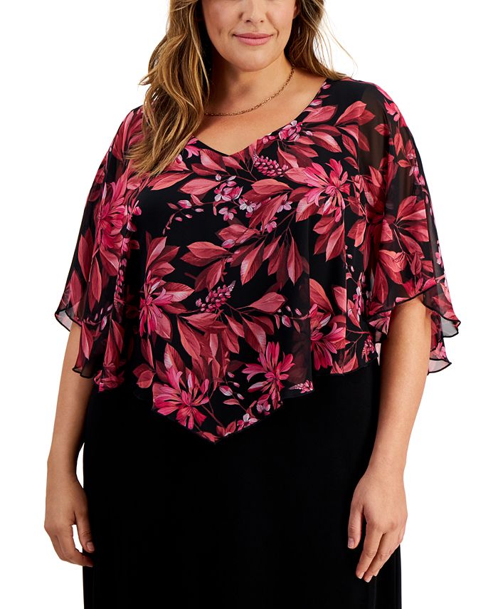 Connected Plus Size Cape-Overlay Sheath Dress - Macy's
